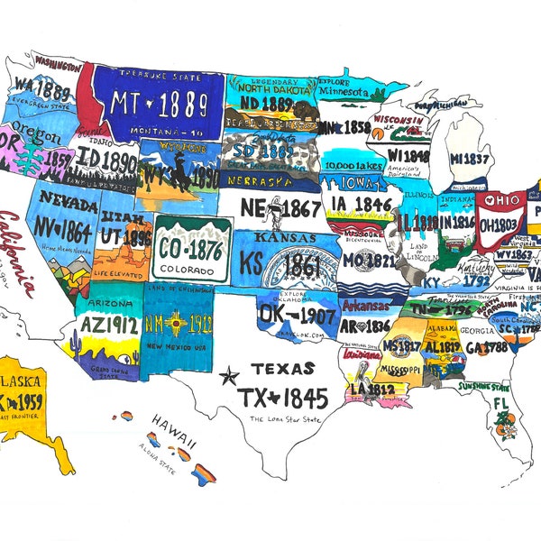 License Plate Map - Etsy