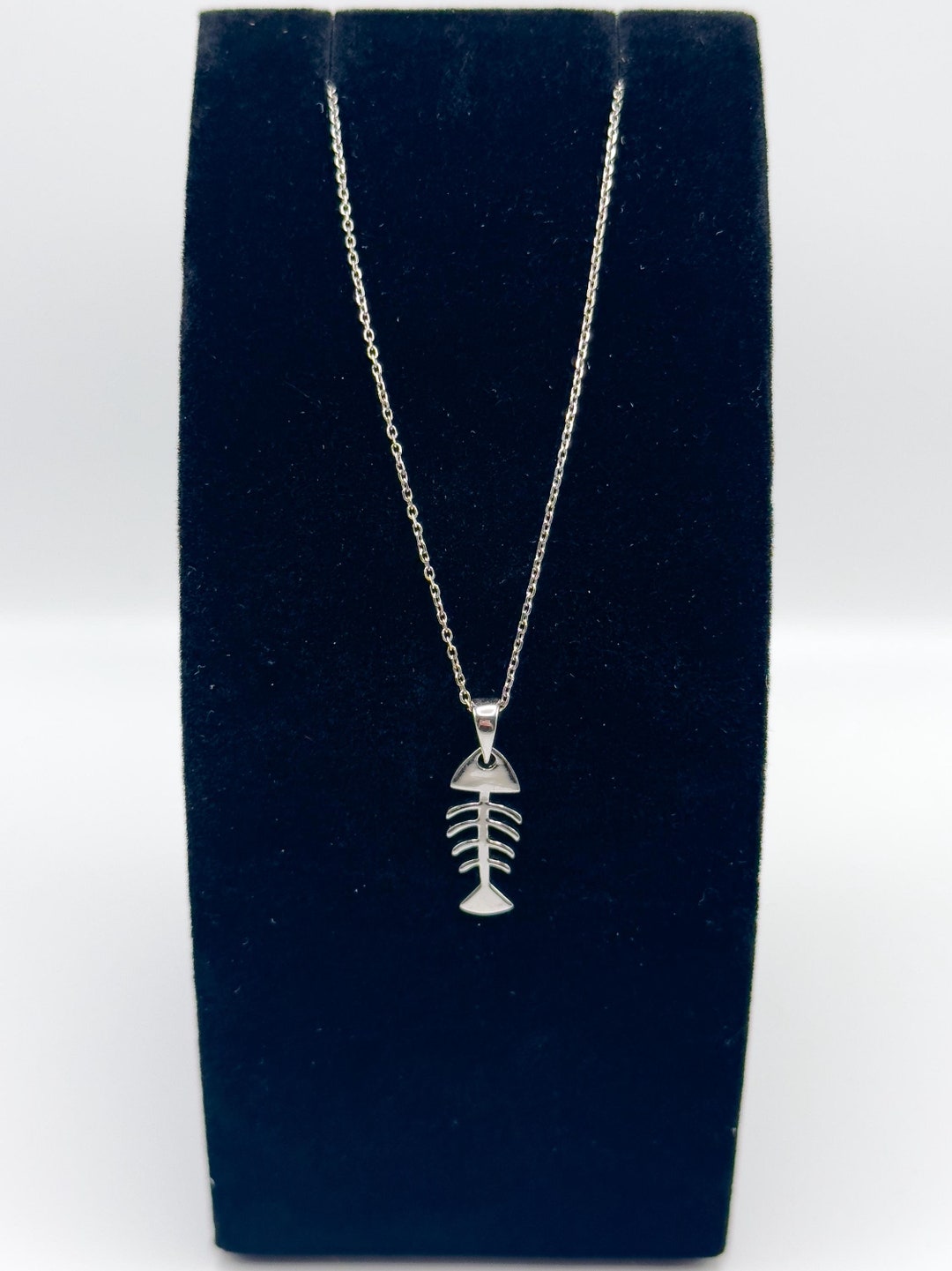Fish Skeleton Necklace, 925 Sterling Silver, Fish Bone, Dainty ...