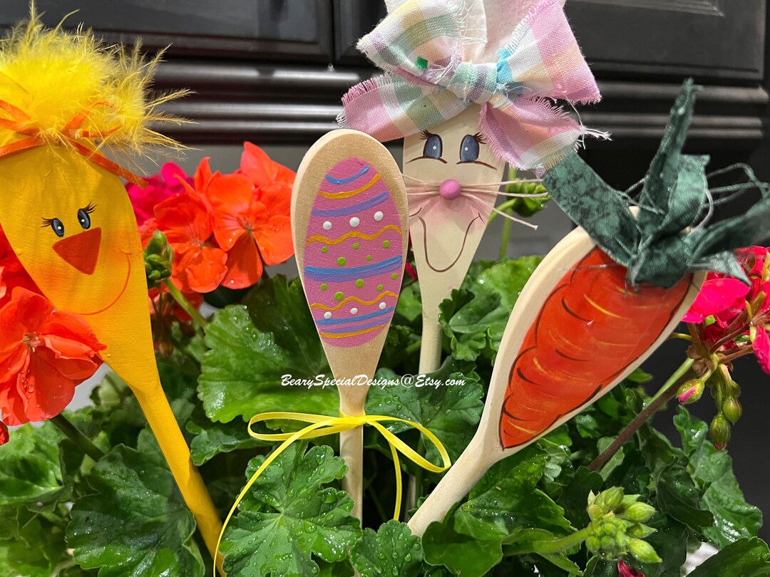 Easter Spoons,bunny,chick,egg,carrot,hand Painted Spoons,kitchen Decor ...