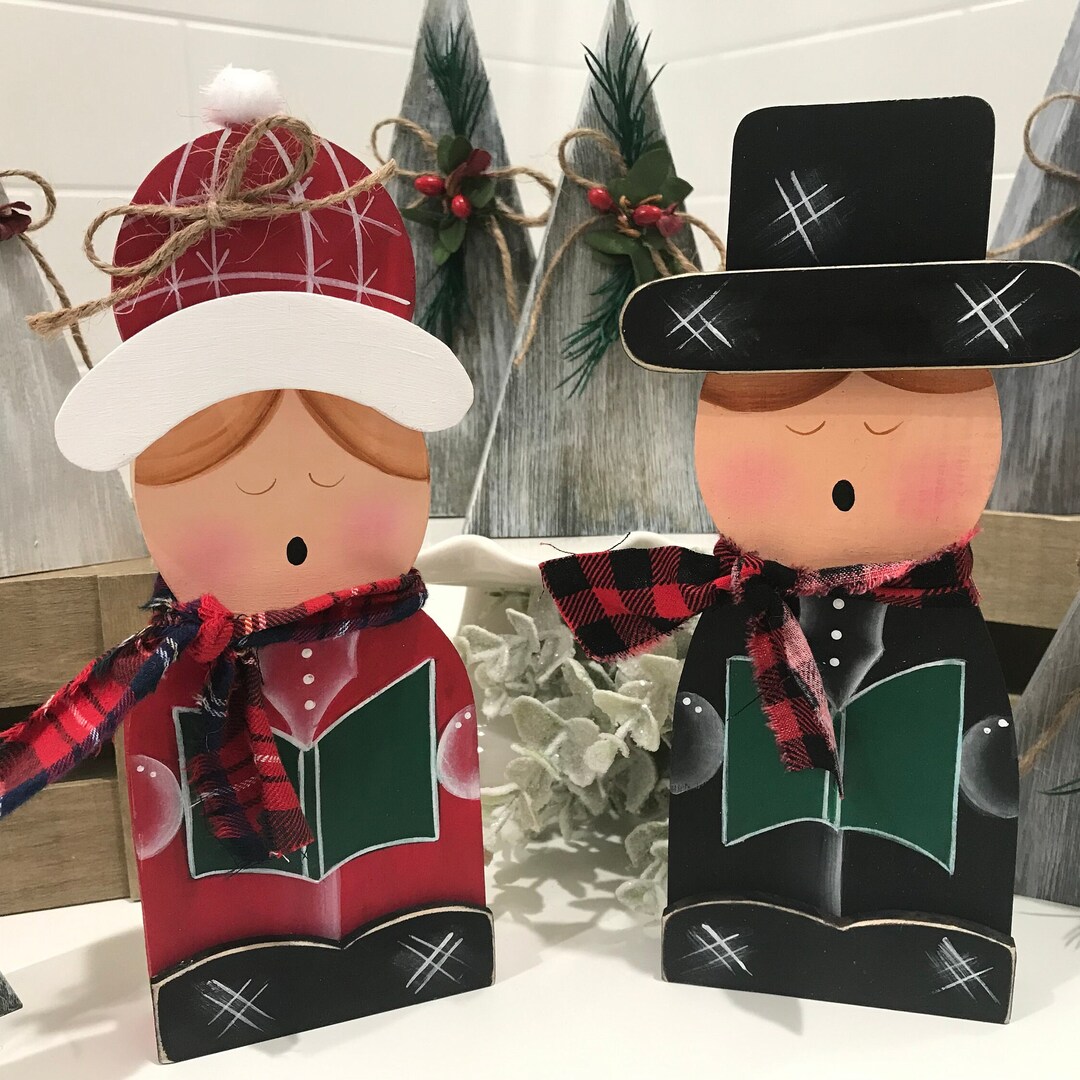 Christmas Carolers/ Boy Girl Christmas Couple/wood Christmas Decor ...