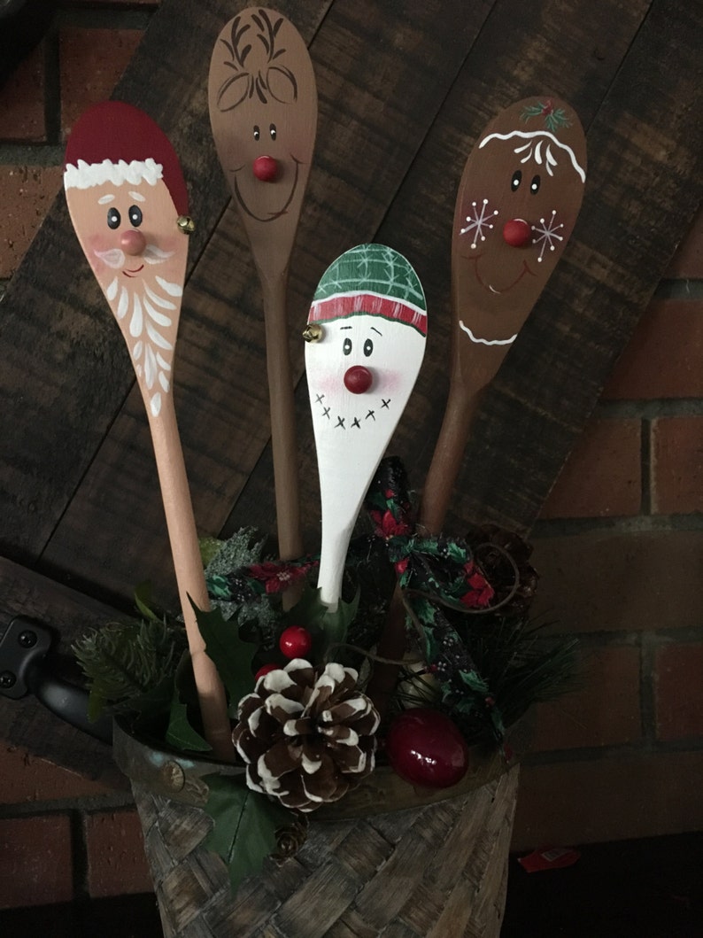 Hand Painted Christmas Spoons: Santa, Reindeer, Snowman, Gingerbread ...