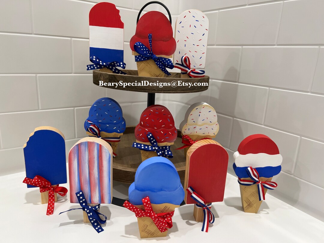 Ice Cream Cones/wood Ice Cream Cone/summer Tiered Tray Decor/summer ...