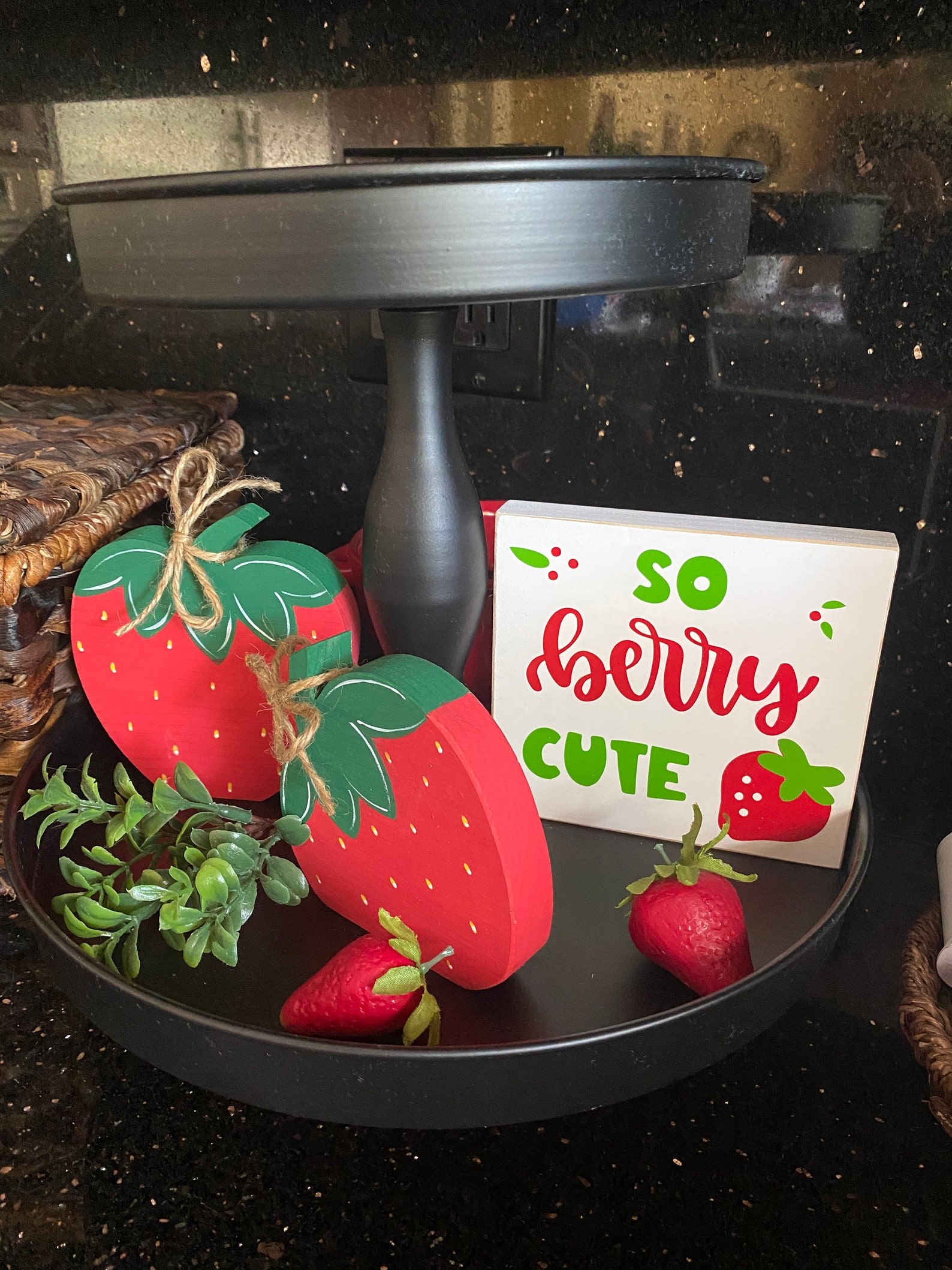 Wood Strawberry Tiered Tray Decor: Summer Set of 2 - Etsy