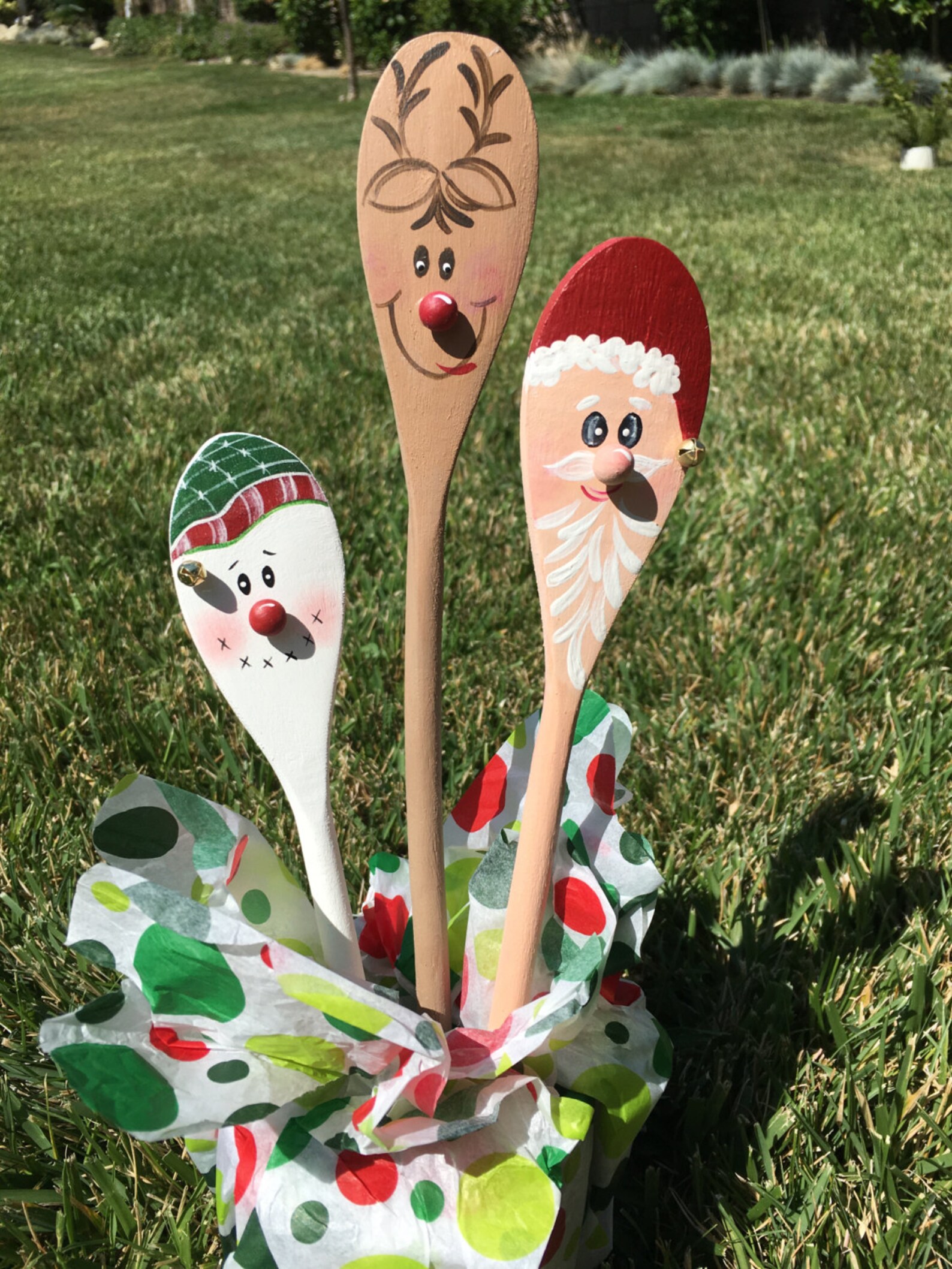 Hand Painted Christmas Spoons: Santa, Reindeer, Snowman, Gingerbread ...