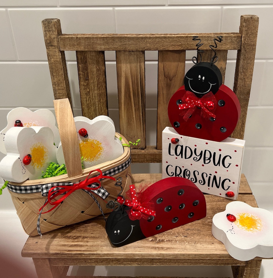 Mini Wood Ladybug/ladybug/ladybug Sign/tiered Tray Decor/ladybug Shelf ...