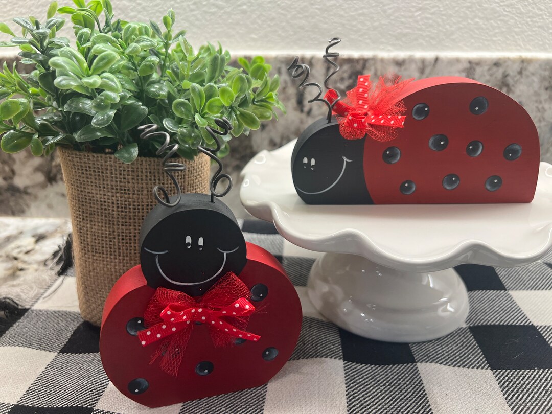 Mini Wood Ladybug/ladybug/ladybug Sign/tiered Tray Decor/ladybug Shelf ...
