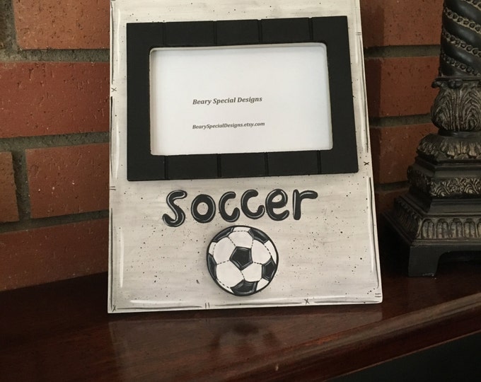 SOCCER Picture Frame,hand Painted,soccer Ball,sports Picture Frame,team ...