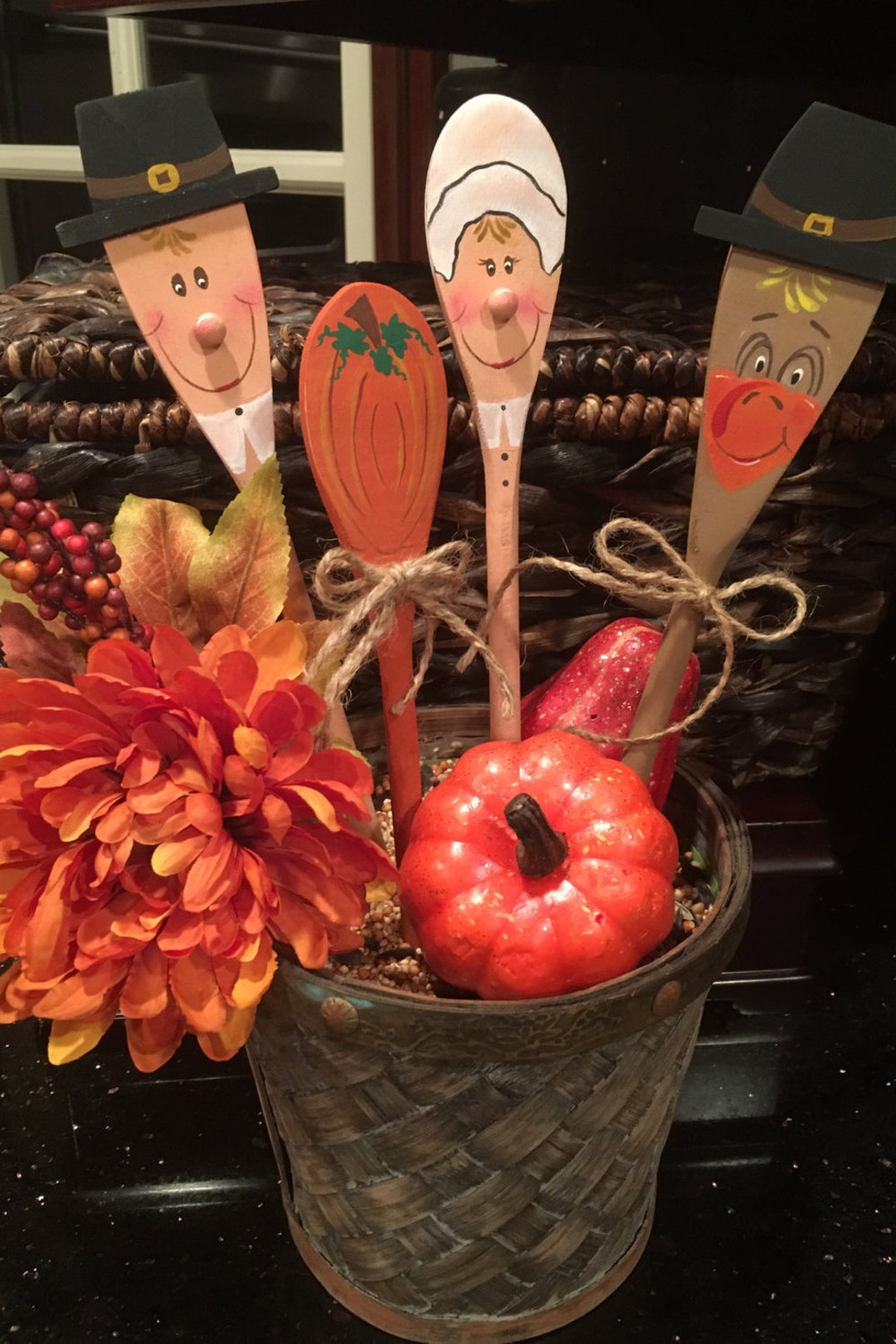 Thanksgiving Spoons,pilgrim,turkey,pumpkin,hand Painted Spoons,kitchen ...