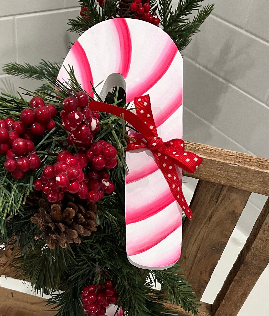 Wooden Candy Cane/candy Cane/christmas Decor/ornaments/candy Cane ...