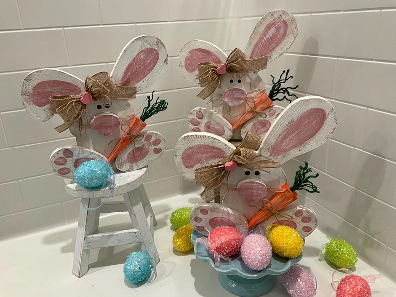 Rustic Wood Bunny: Farmhouse Easter Tiered Tray Decor - Etsy