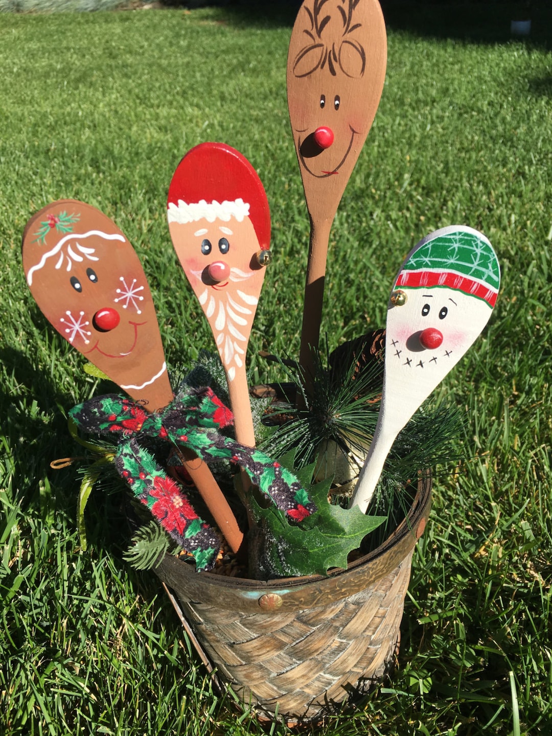 Christmas Spoons,santa,reindeer,snowman,gingerbread Man,hand Painted ...