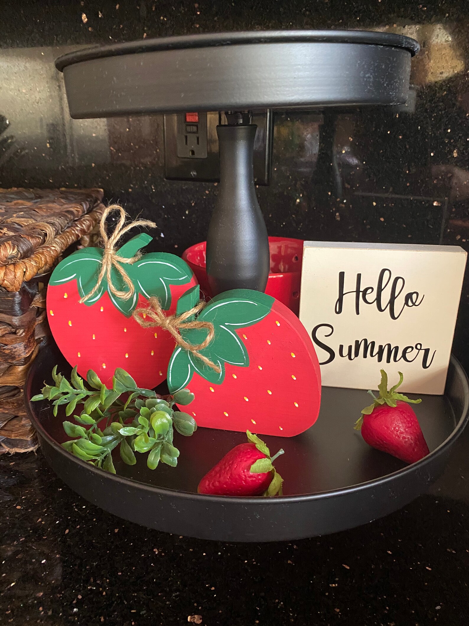 Wood Strawberry Tiered Tray Decor: Summer Set of 2 - Etsy
