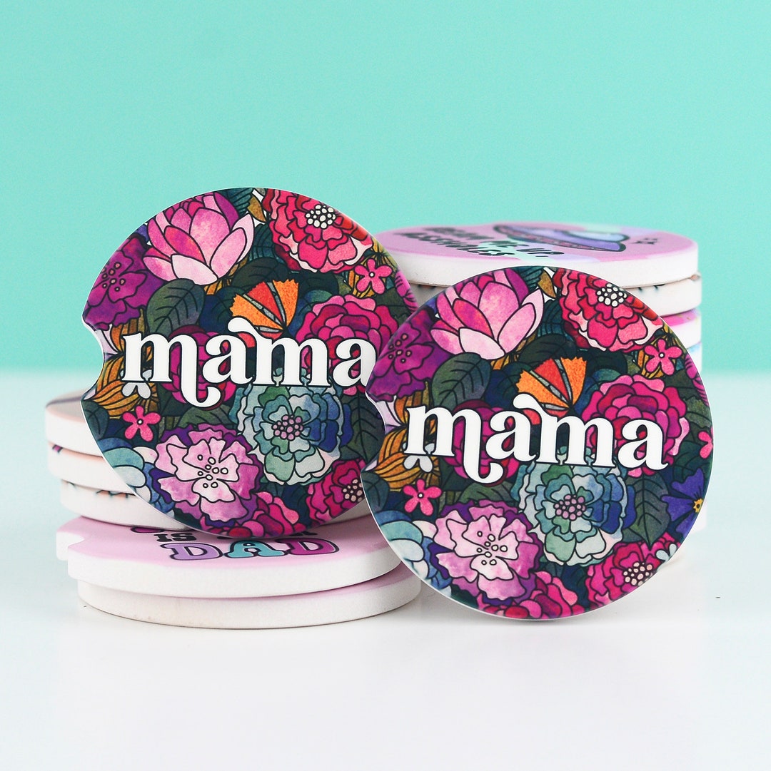 Mama Car Coasters, Floral Car Coasters, Car Coaster for Mom, Mama Gift ...