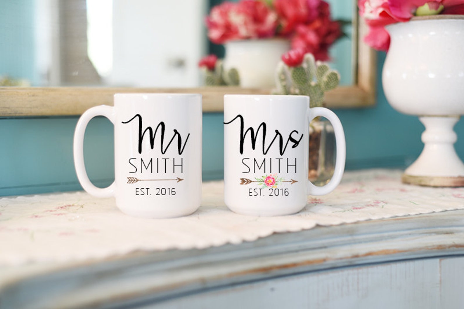 Mr and Mrs Mug Set Bride and Groom Mug Set Mr and Mrs - Etsy