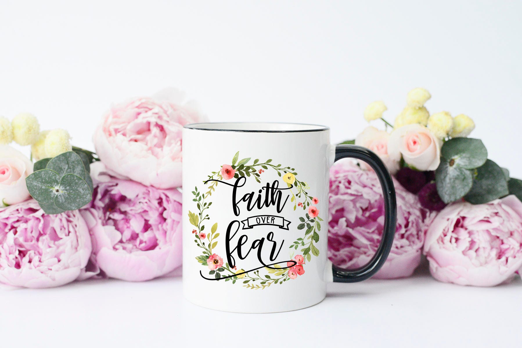 Faith Over Fear, Inspirational Mug, Faith Over Fear Gift, Motivational ...