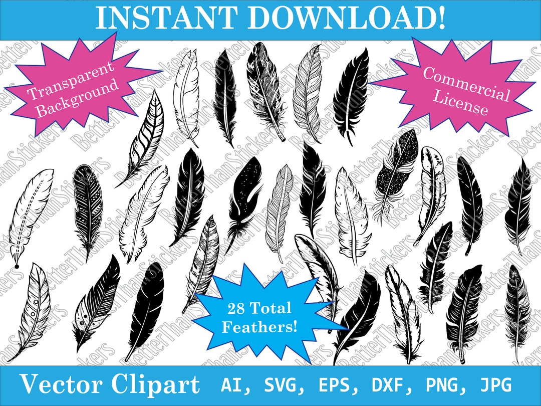 Feather Bundle SVG Vector Clipart Art - Digital Download for Commercial ...