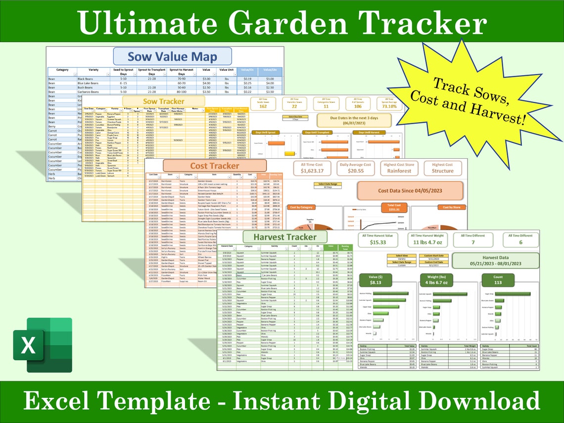 Ultimate Garden Tracker Excel Template Planner - Instant Digital ...