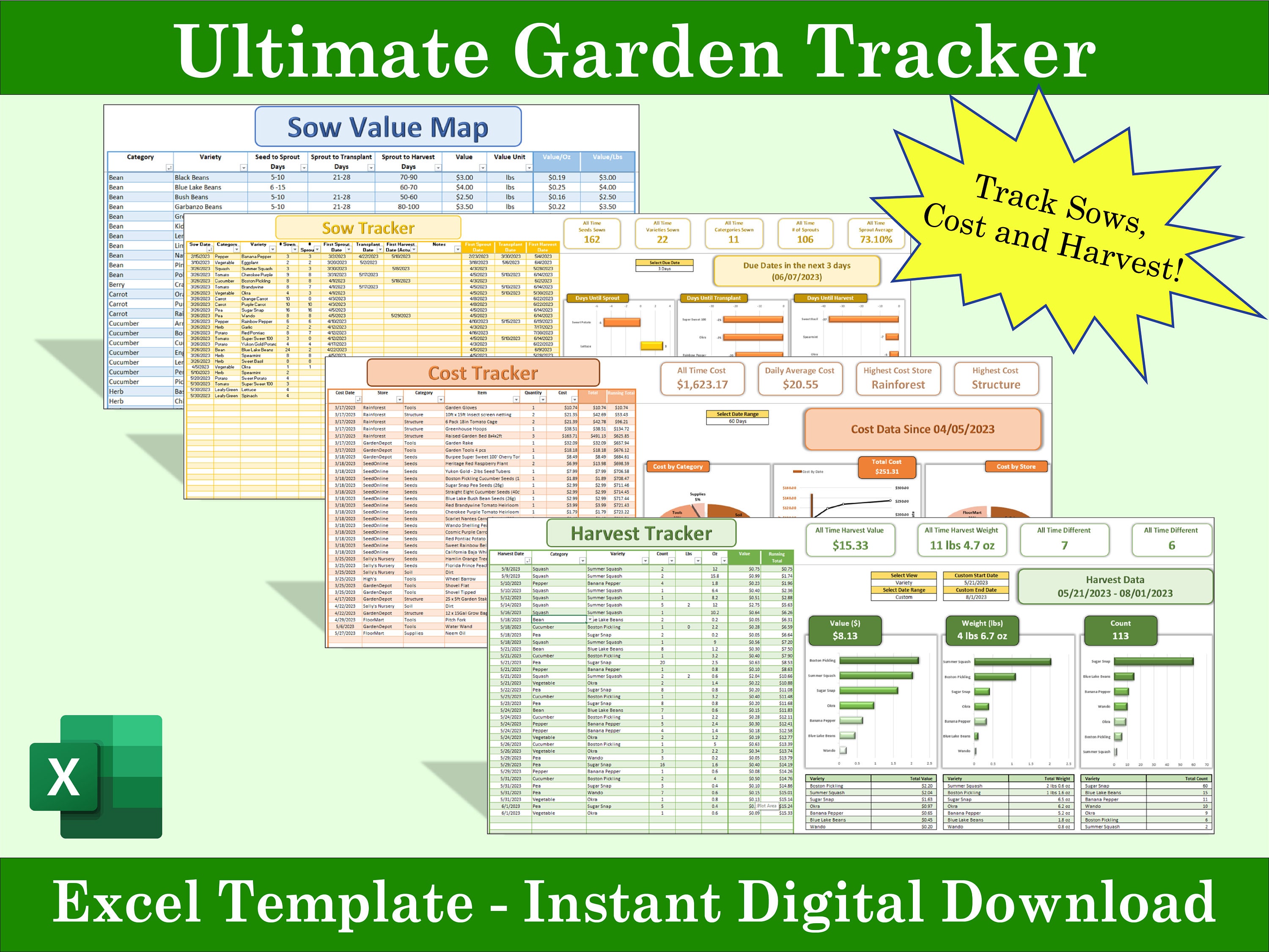 Ultimate Garden Tracker Excel Template Planner - Instant Digital ...