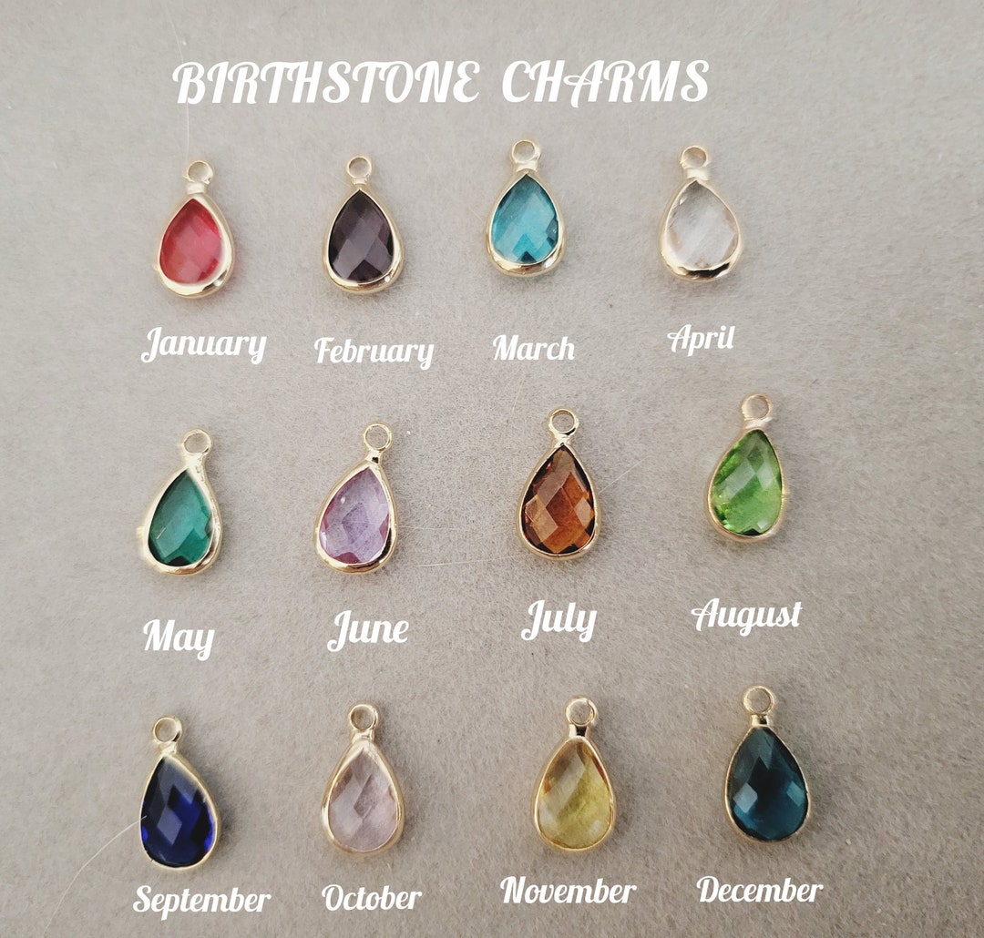 ADD Your Birth Stone , Crystal Birth Month Charm , Minimal Dainty ...