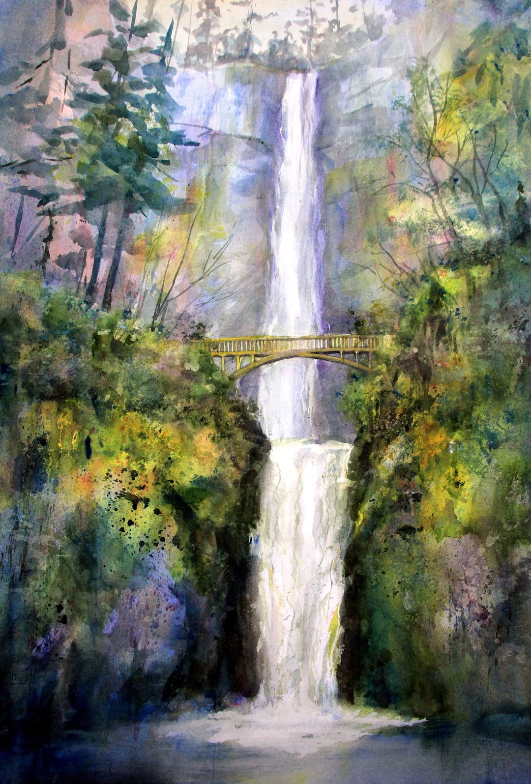 Buy Multnomah Falls 10 Signed Multnomah Falls Landscape Watercolor ...