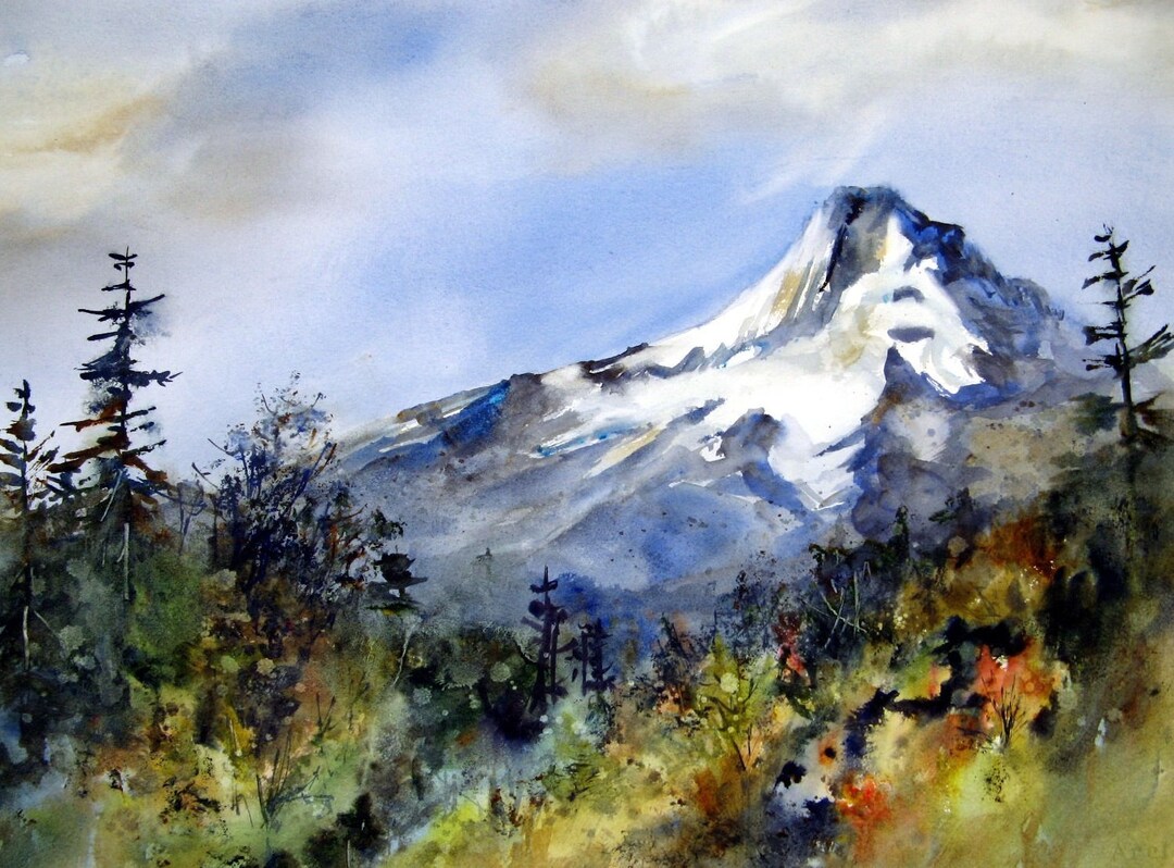 Mt. Hood Prints or Canvas Art Small or Large by Bonnie White Watercolor ...
