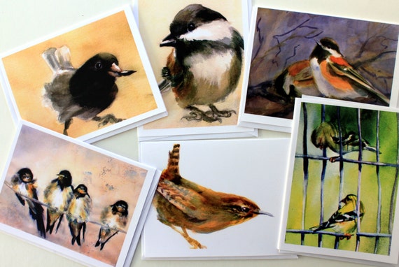 Bird 1 6 assorted note cards with envelopes Bonnie White | Etsy