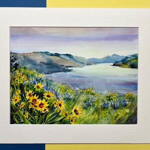 Columbia Gorge 256 -- Watercolor Scenic Landscape Large or Small Print ...