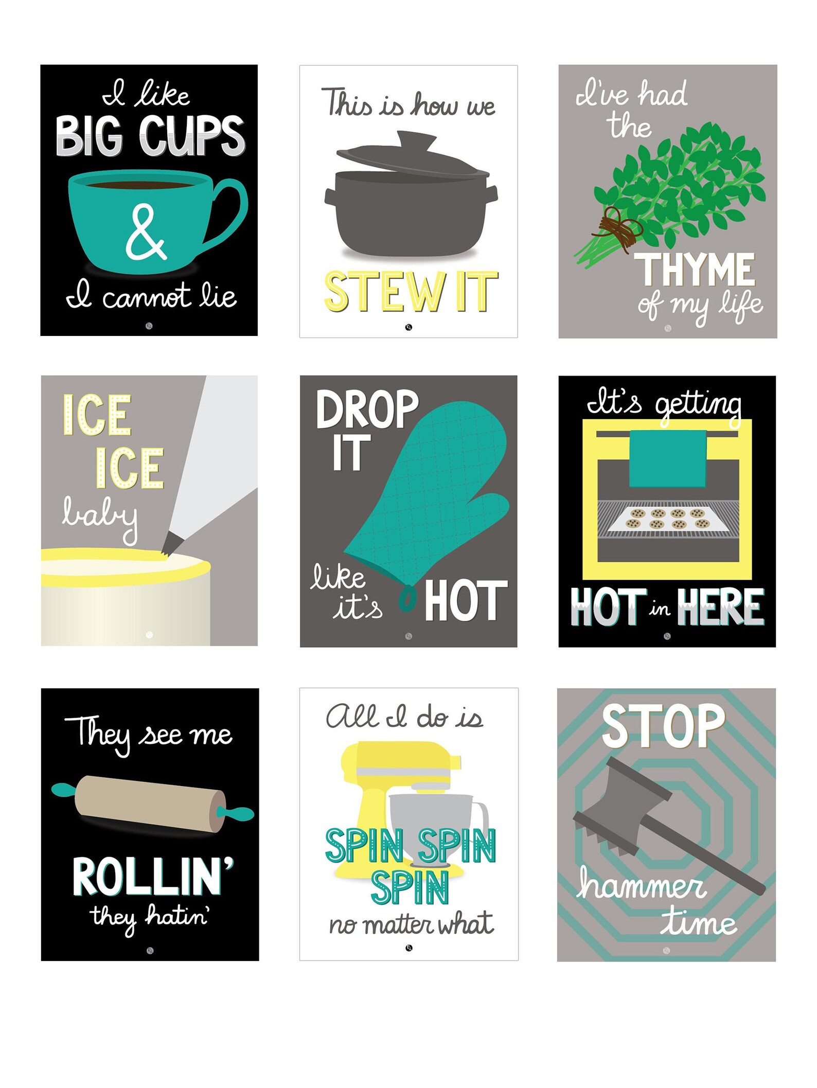 Kitchen Music Pun Printables Funny Kitchen Sayings Punny Decor ...
