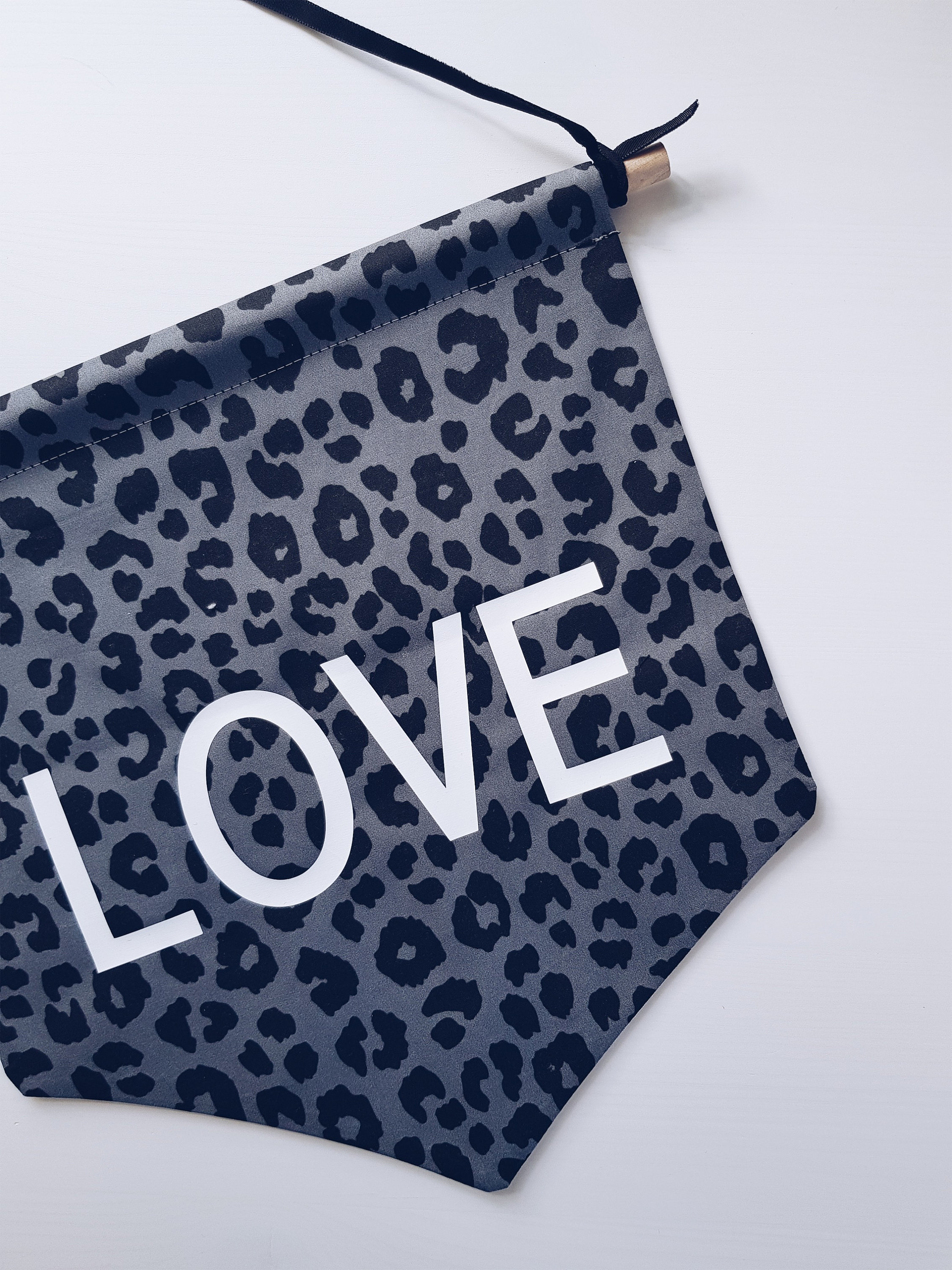 Blue Grey Leopard Wall Banner, Personalised Wall Art Banner, Liberty ...