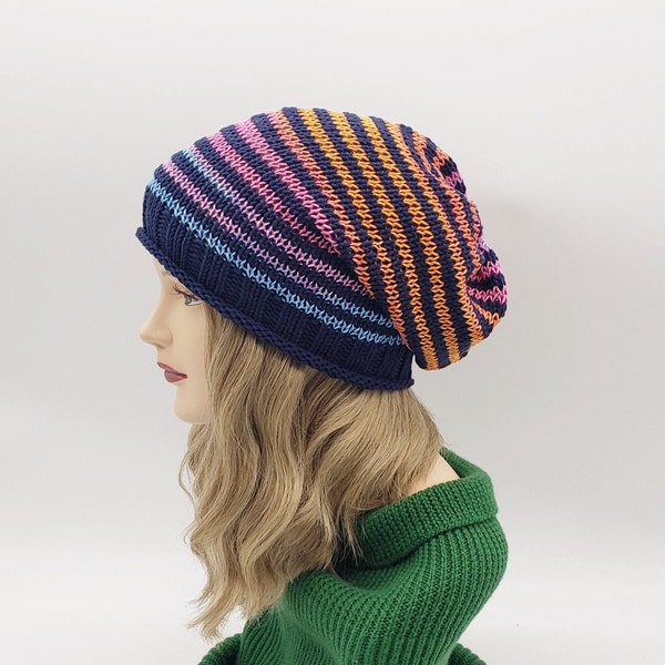 Striped Knit Hat - Etsy
