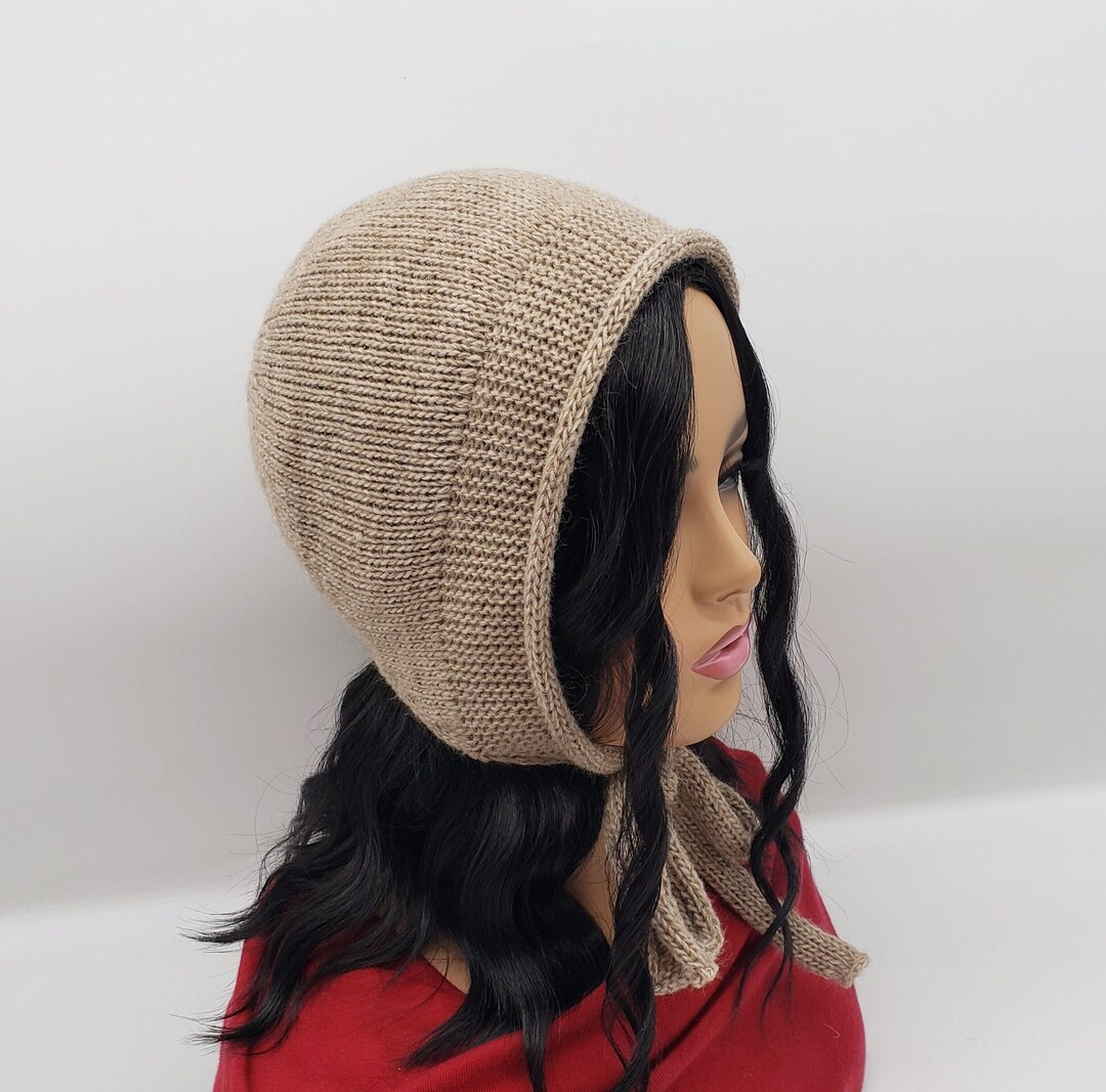 Alpaca, Merino Wool Bonnet With Ties. Lightweight Fine Knit Wool Bonnet ...