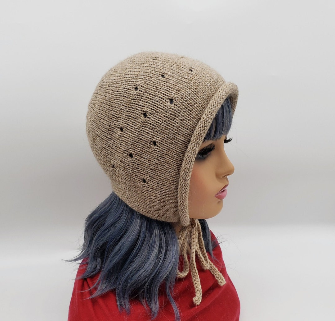Alpaca Merino Wool Bonnet With Ties. Lightweight Fine Knit - Etsy