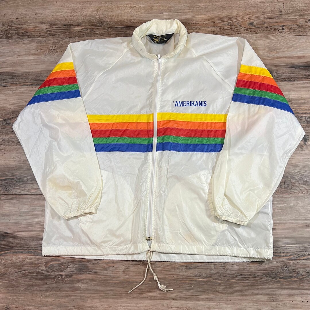 80s Vintage RAINBOW STRIPED LGBTQ Pride Cruise Ship Amerikanis Nylon ...
