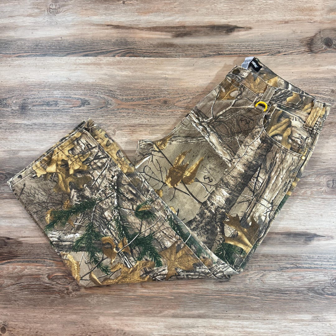Vintage REALTREE Camo Denim Dungarees: 90s Double Knee Jeans (38x30) - Etsy