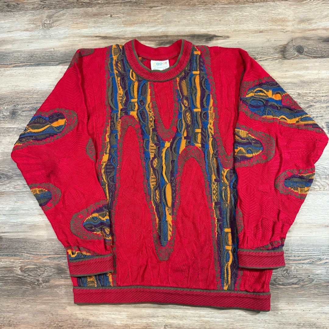 Rare 90s Vintage COOGI 3D AUSTRALIA Vapor Wave Textured Ribbed Woven ...