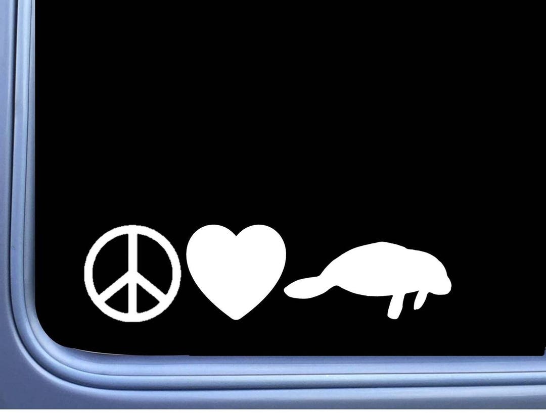 Peace Love Manatee L367 Window Decal Sticker - Etsy