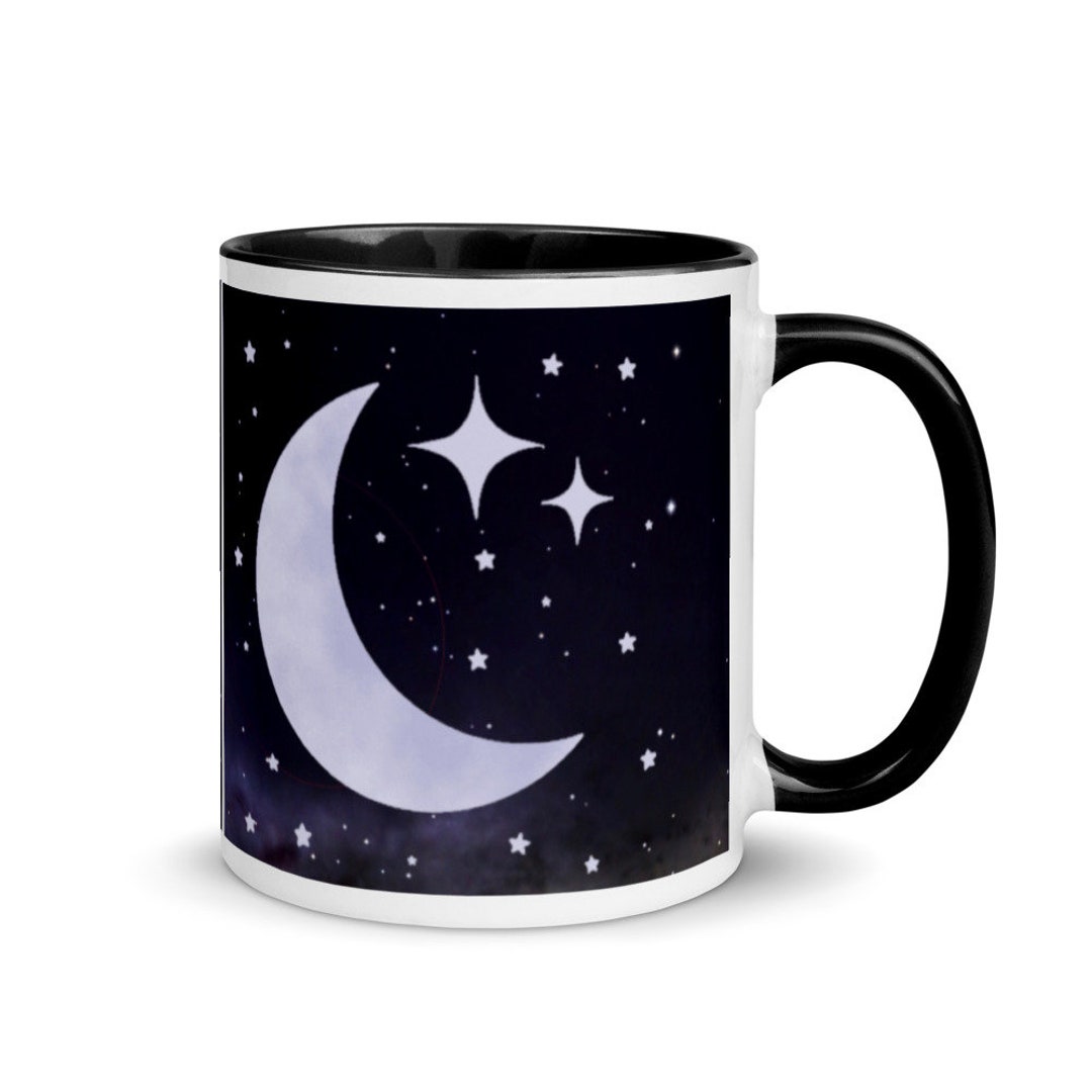 Moon and Stars Mug, Moon Mug, Spiritual Mug With Moon & Stars, Universe ...