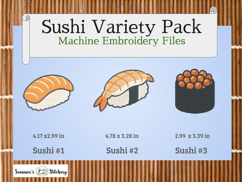 Sushi Variety Pack - Machine Embroidery Files - Etsy