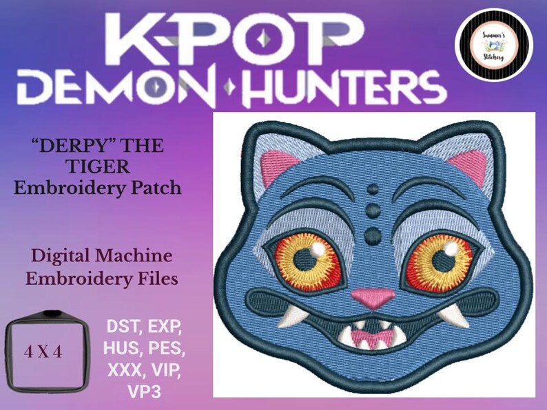 Derpy Tiger K Pop Demon Hunters Machine Embroidery Pattern Patch - Etsy