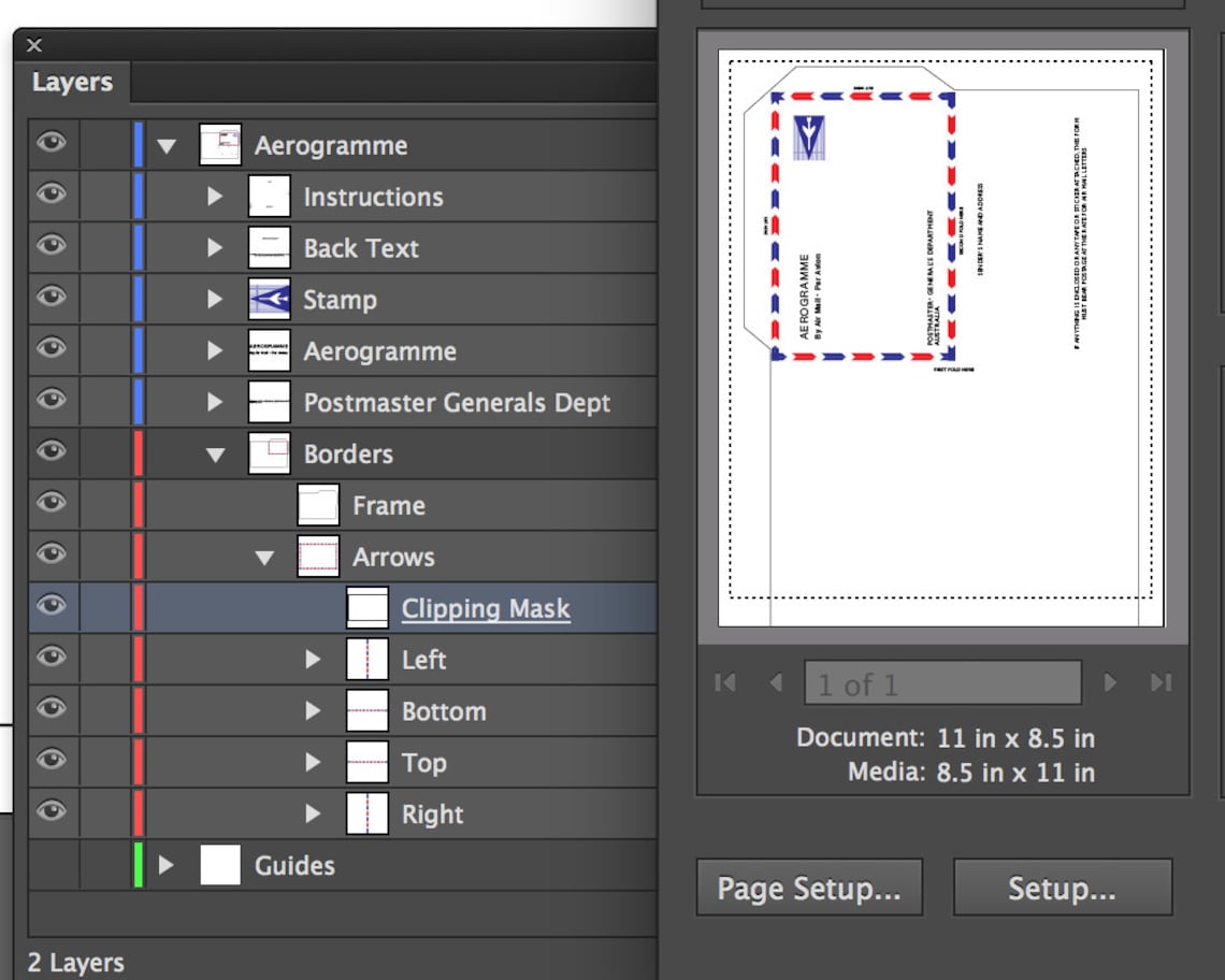 Aerogramme Printable Template - Australia 1959 Reproduction - Vector ...