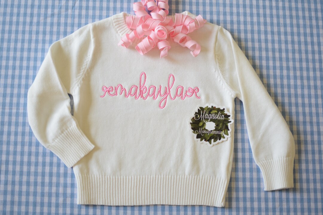 Girls Monogrammed Ivory Sweater, Ivory Sweater for Girls, Girls ...