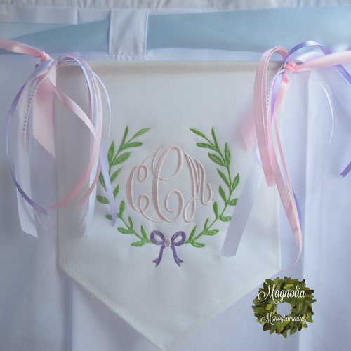 Baby Girls Monogrammed Canvas Banner Girls Monogram Banner - Etsy