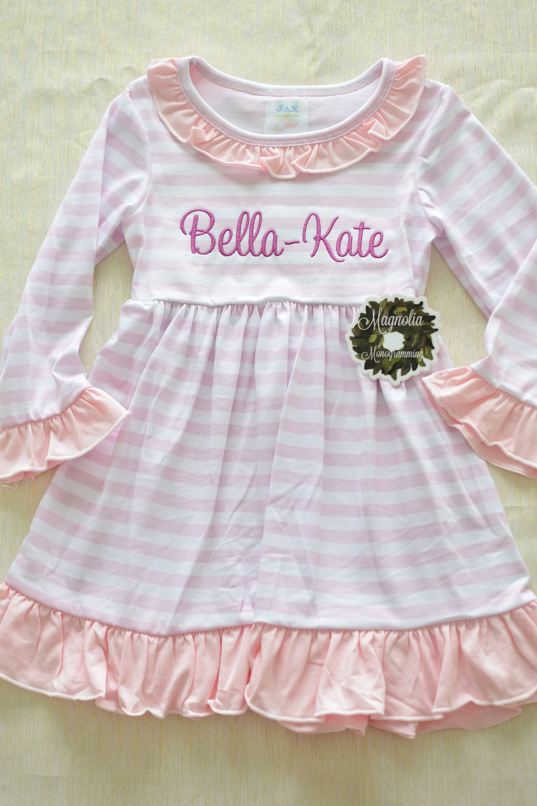 Monogrammed Girls Dress, Monogram Dress for Girls, Personalized Dress ...