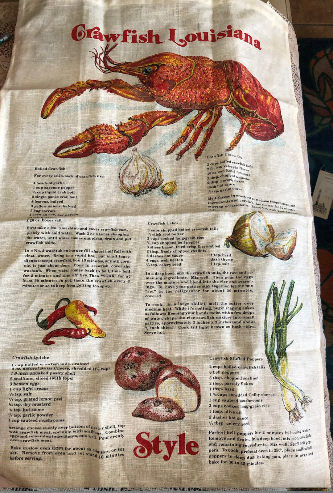 Crawfish Louisiana Style Recipe Tea Towel - Etsy