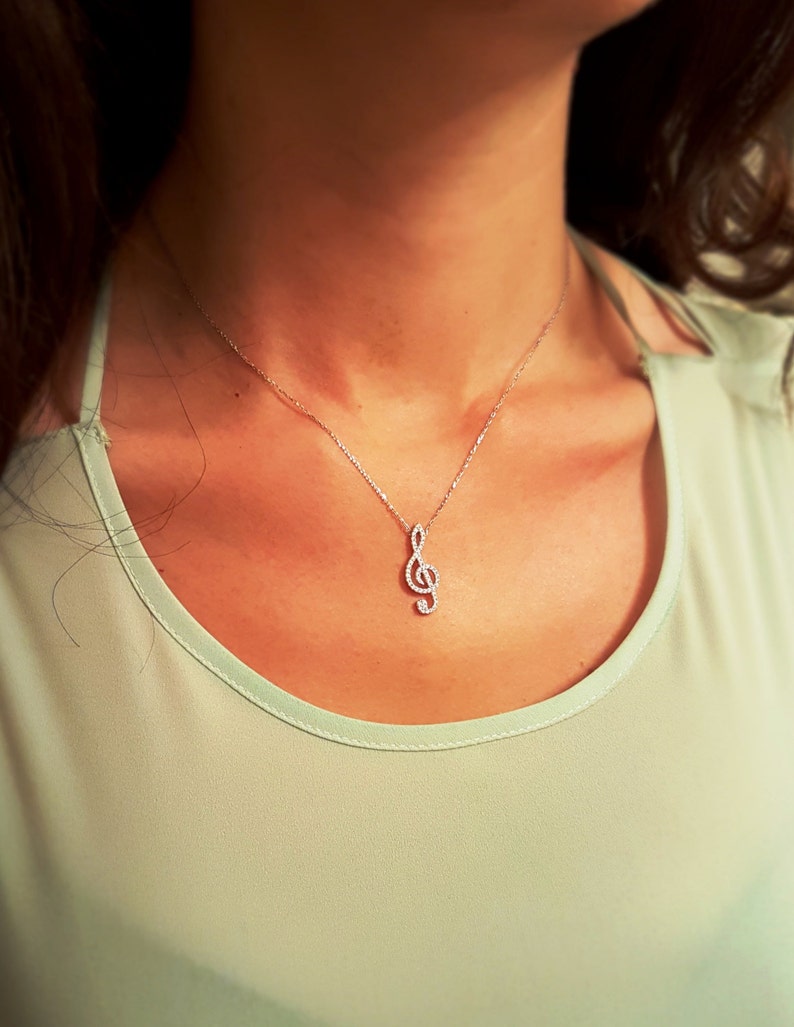 Clef Sign Pendant Necklace / Clef Sign Necklace in 14 K Gold Fill ...