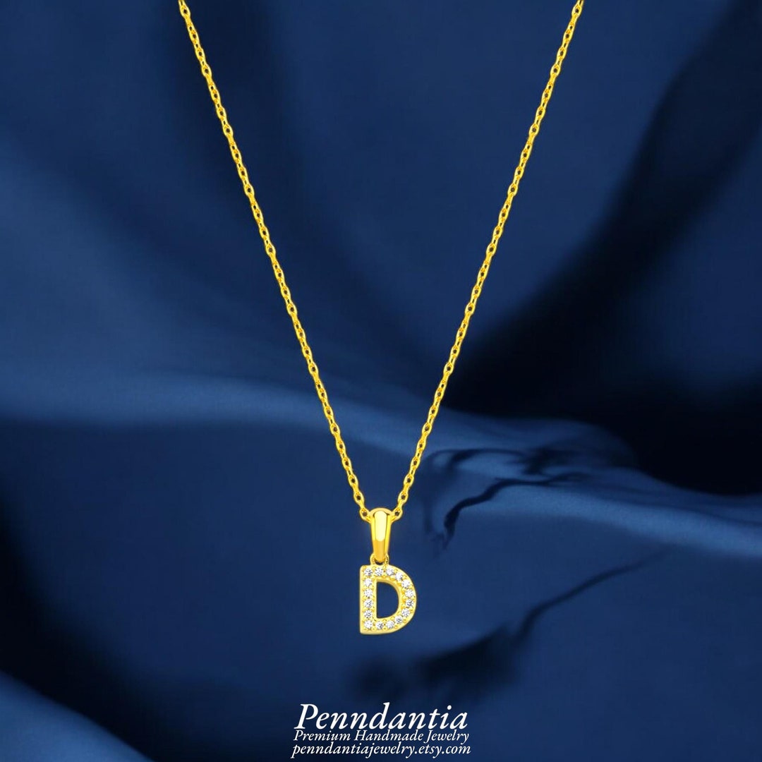 Handmade Silver/solid Gold Personalized Initial D Pendant in Uppercase ...