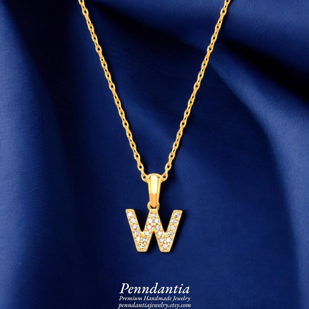Handmade Silver/solid Gold Personalized Initial W Pendant in Uppercase ...