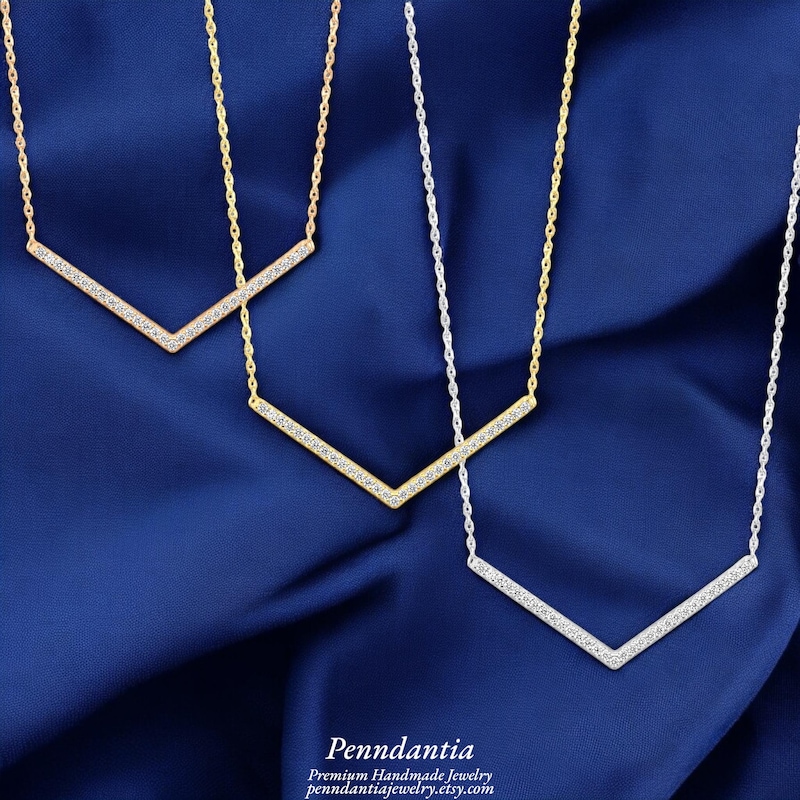 V Necklace - Etsy