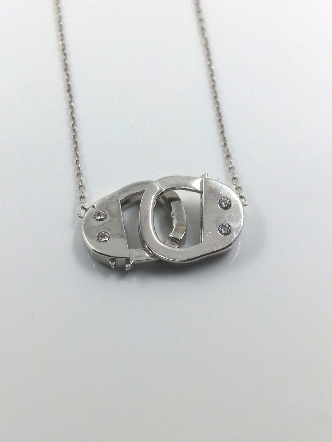 Handcuffs Necklace / Lovers Necklace / Modern CZ Diamond Handcuff ...