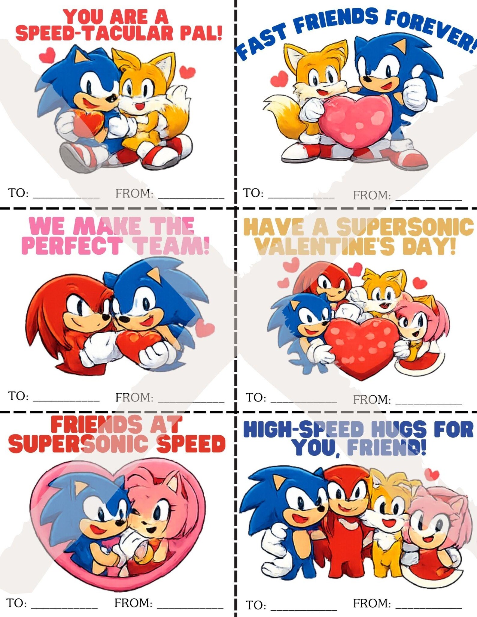 Sonic Friendship Valentine's Day Cards for Kids - Customizable Link and ...